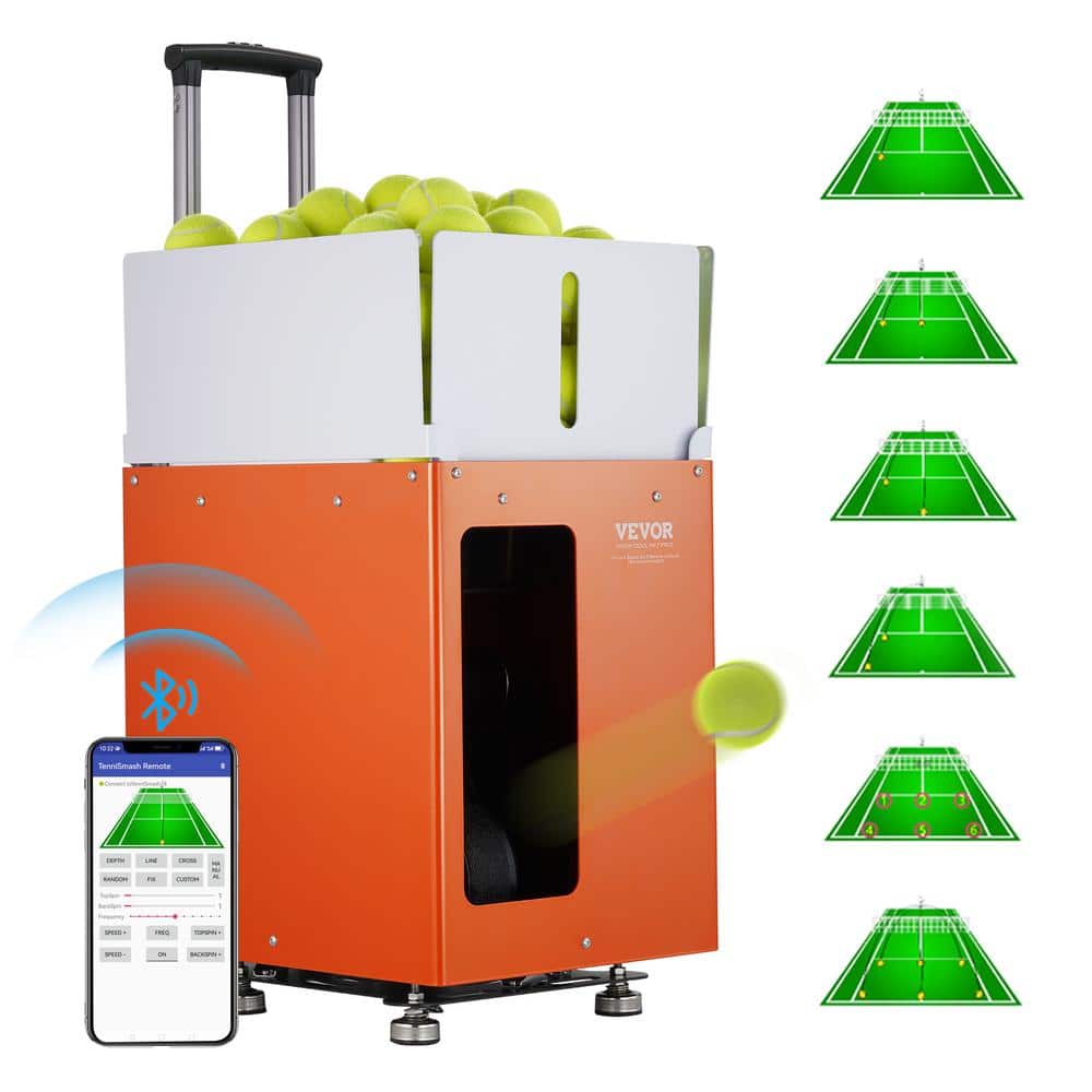 VEVOR Tennis Ball Machine, 13 in. Automatic Portable Tennis Ball ...