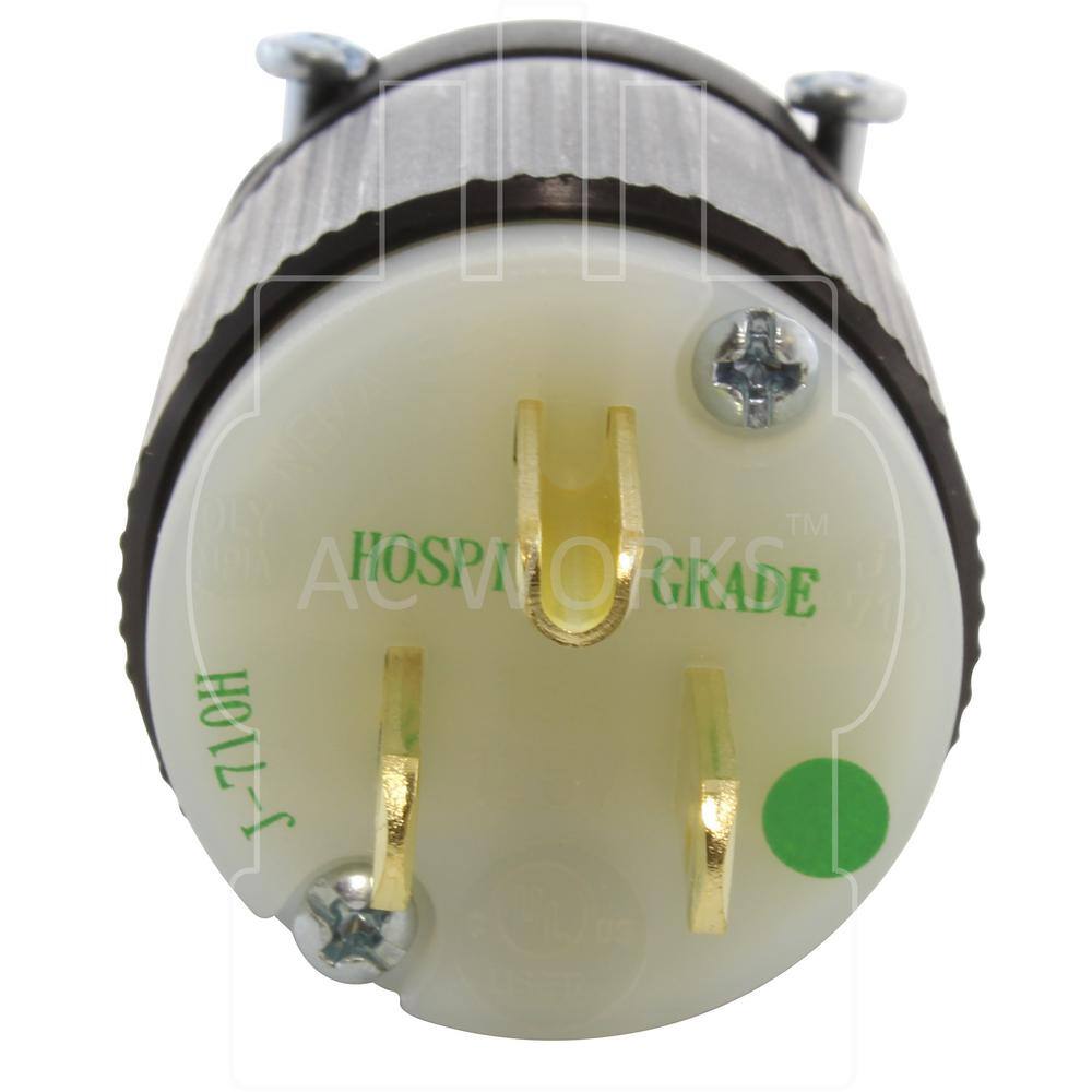 Buy 15 Amp 125-Volt NEMA 5-15P 3-Prong Medical Hospital Grade Green Dot ...