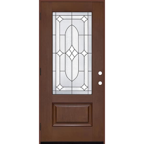 Steves & Sons Regency 36 in. x 80 in. 3/4L Axis Glass RHOS Chestnut ...