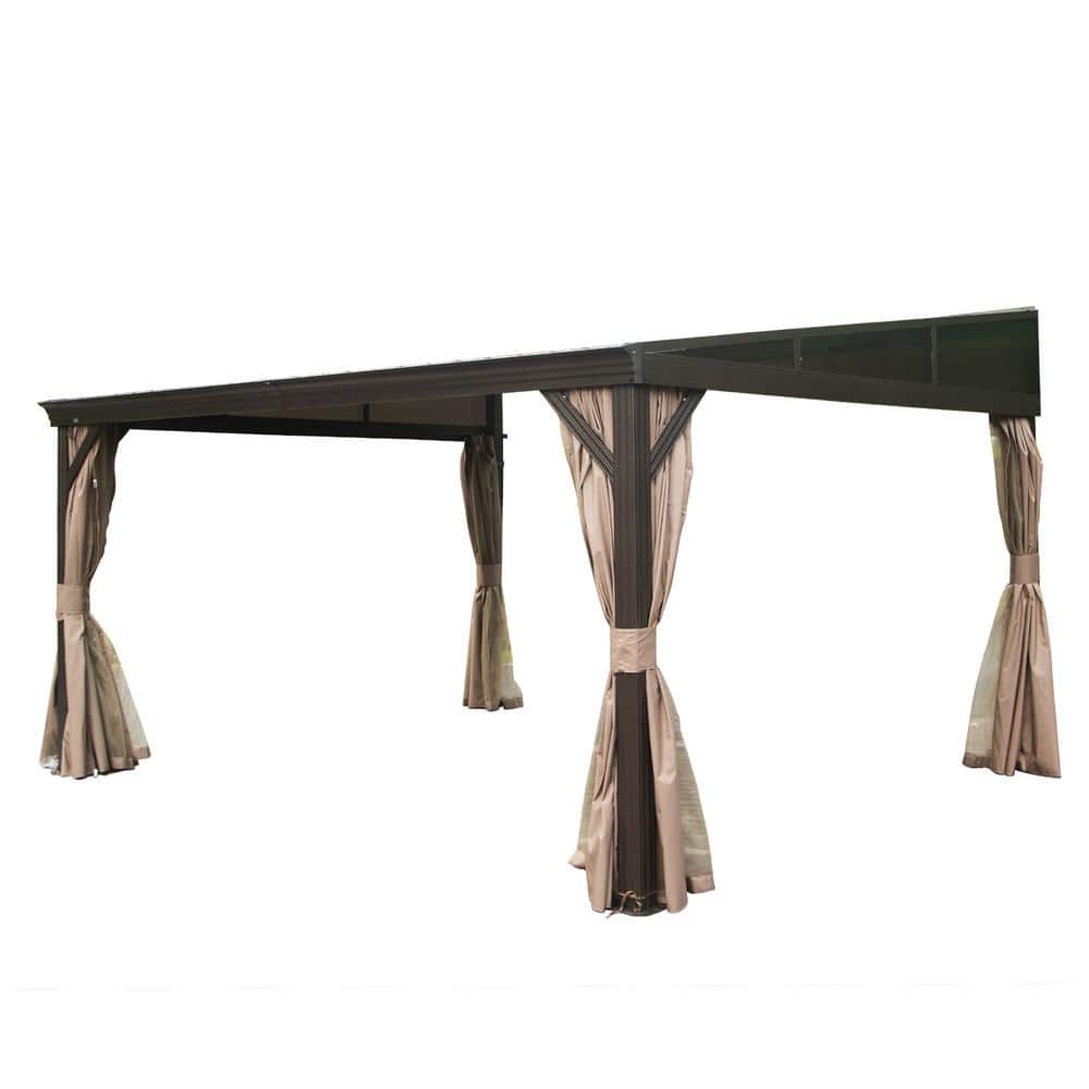 domi outdoor living 10 ft. x 12 ft. Lean-to Hardtop Gazebo Galvanized ...