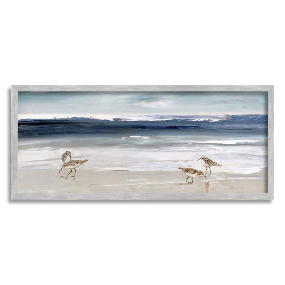 The Stupell Home Decor Collection Sandpipers Grazing Sea Shore Design by Sally Swatland Framed ...