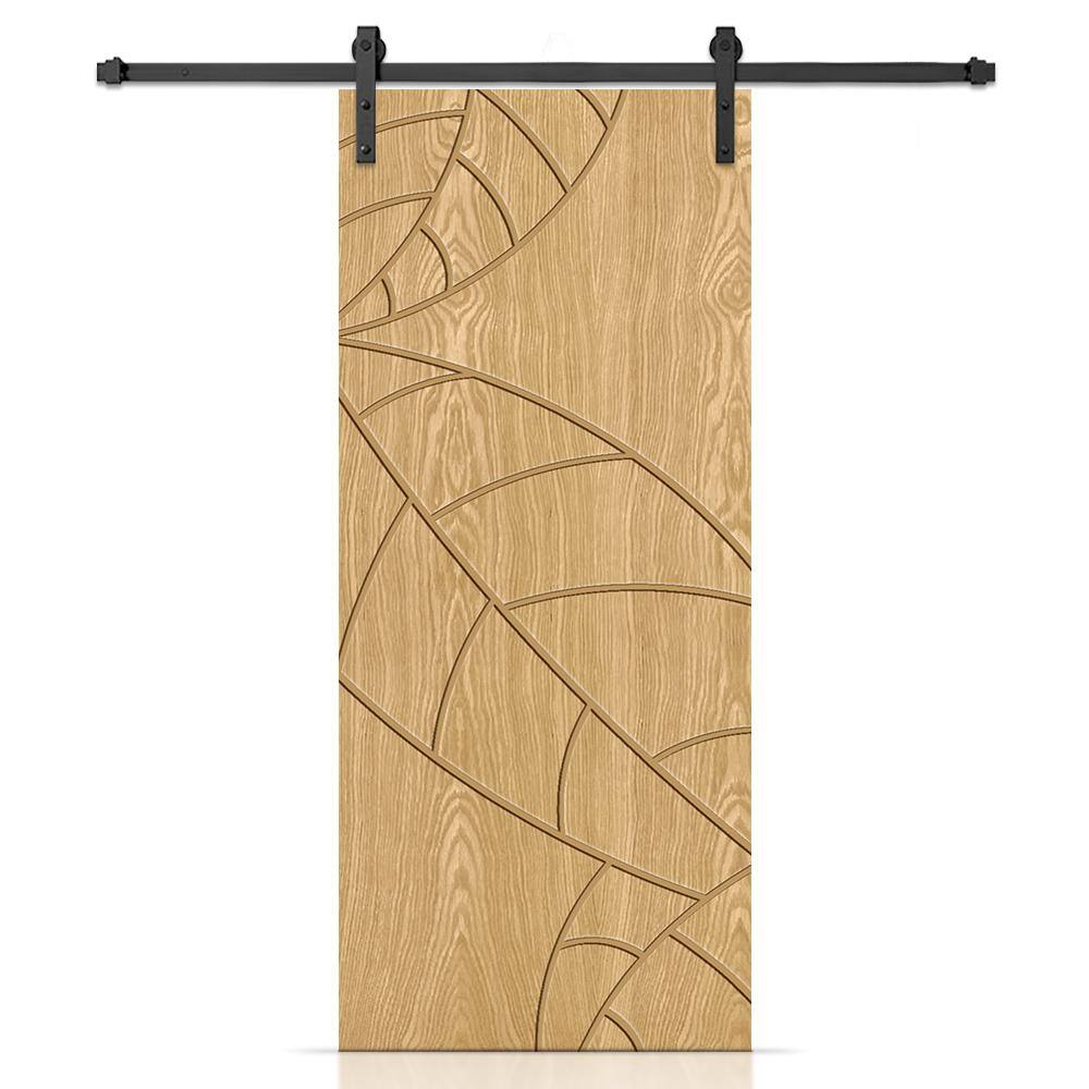 CALHOME 42 in. x 84 in. Leaf Hollow Core Weather Oak Oak Veneer ...