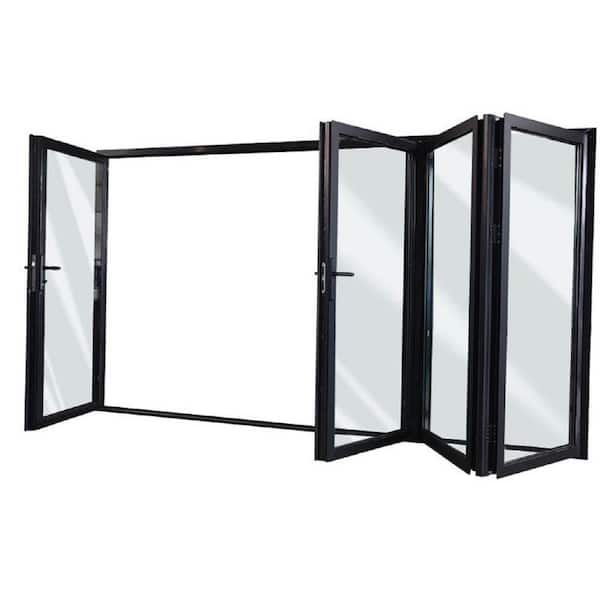 ERIS Eris 144 in. x 80 in. Left Opening/Outswing Black Aluminum Folding ...