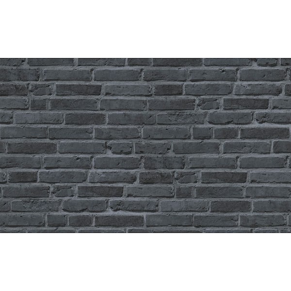 Bricks and More Collection Black Contemporary Brick Matte Finish Vinyl ...