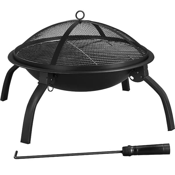 Karl home 22 in. W x 20 in. H Round Metal Wood Burning Fire Pit in ...