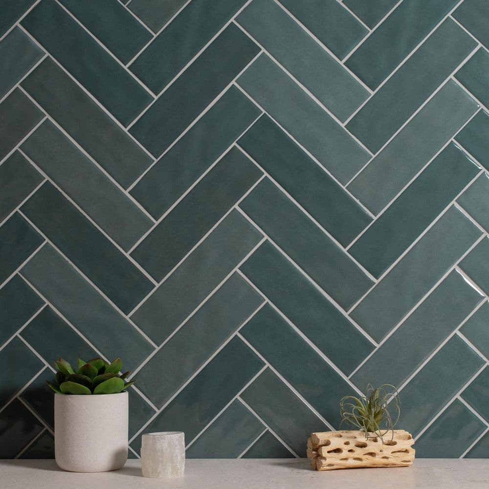 CRUZ BAY STUDIO Countryside 3 in. x 5 in. Fern Gloss Ceramic Subway ...