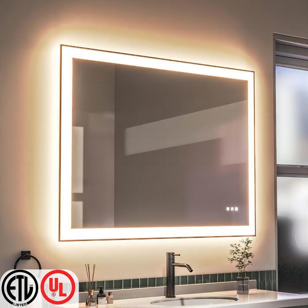 TOOLKISS 48 in. W x 36 in. H Rectangular Framed LED Anti-Fog Wall ...