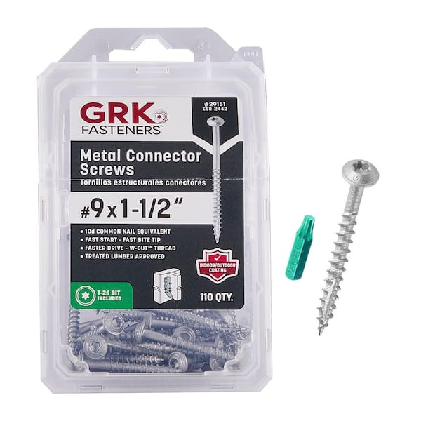 GRK Fasteners #9 x 1-1/2 in. Silver Metal Connector Torx Drive Washer ...