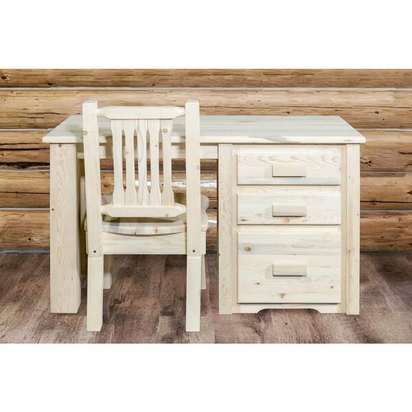 Homestead Collection 48 in. Rectangle Unfinished Pine Wood 3 Drawer Office Desk with File Drawer Ready to Finish