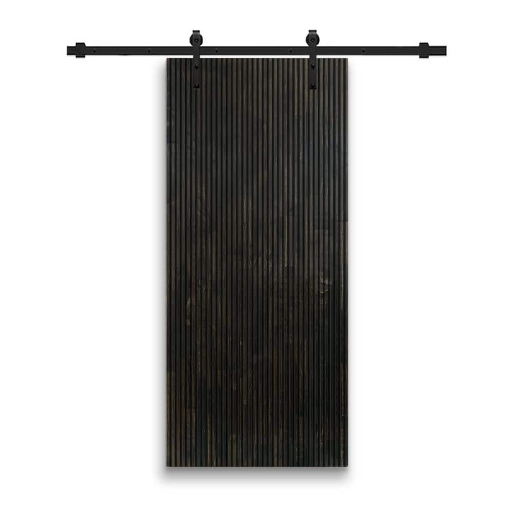 CALHOME 42 in. x 80 in. Japanese Series Pre Assemble Black Stained Wood ...