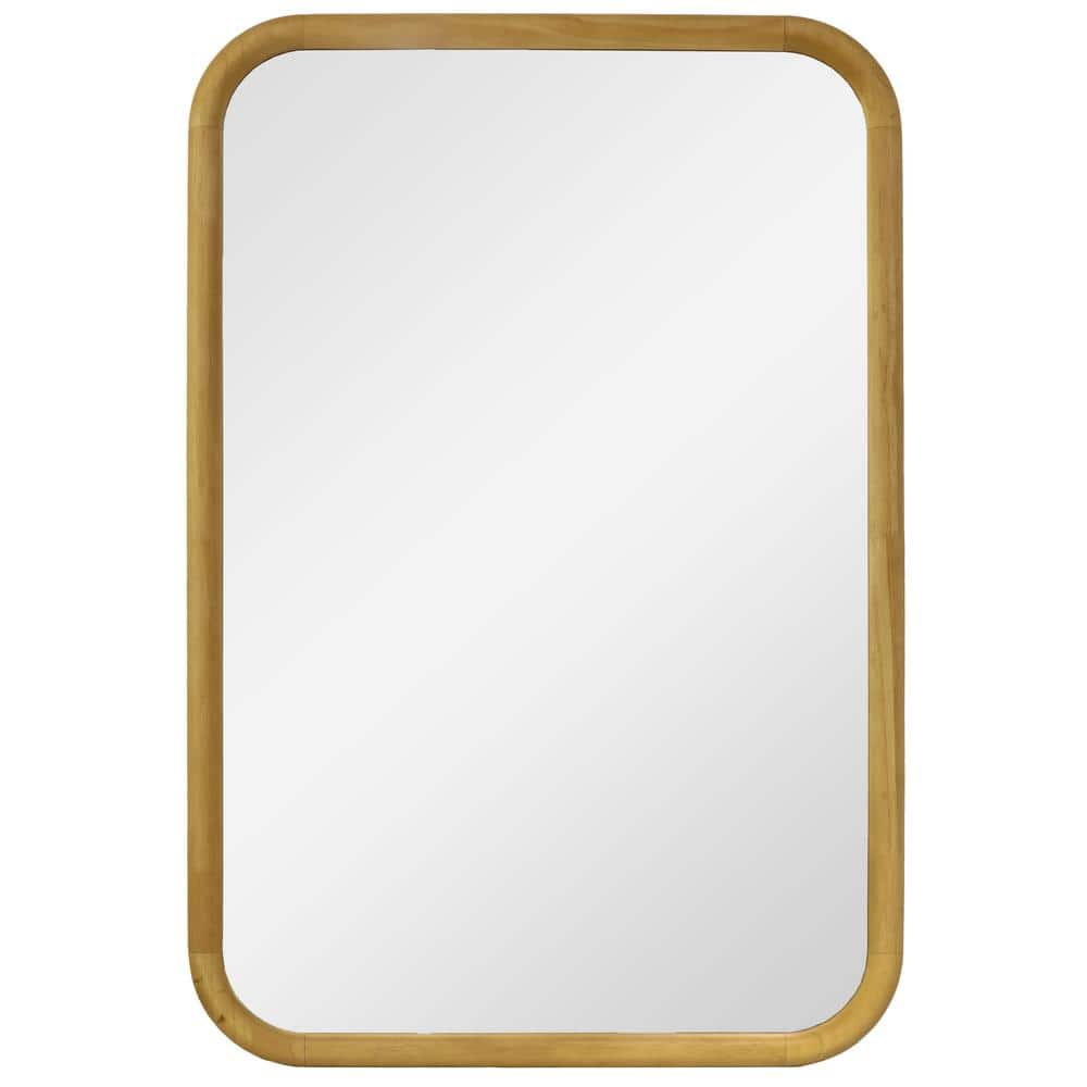 Mirrorize Canada 24 in. x 36 in. Natural Rounded Corner Oak Wood Mirror ...
