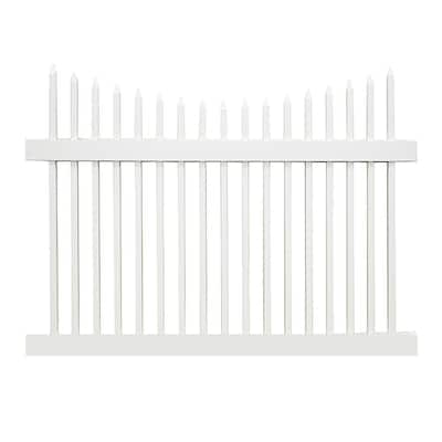 Weatherables Stratford 4 ft. H x 6 ft. W White Vinyl Picket Fence Panel ...
