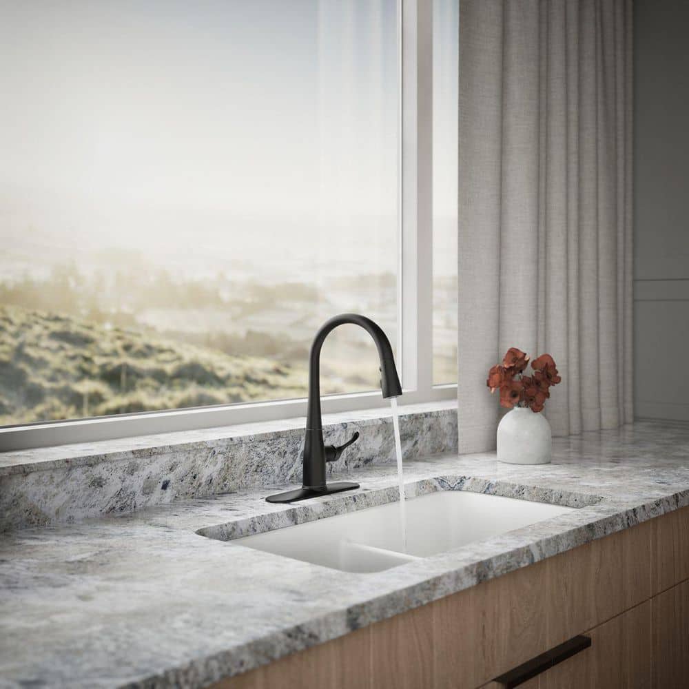 KOHLER Simplice Single-Handle Pull-Down Sprayer Kitchen Faucet in Matte ...