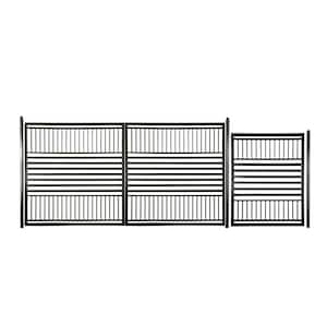 ALEKO Kyiv Style 14 ft. x 6 ft. Black Steel Dual Swing Driveway Gate ...