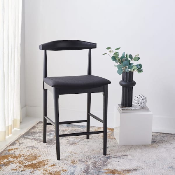 SAFAVIEH Lionel 38 in. H Black Wood Bar Stool BST1502B - The Home Depot