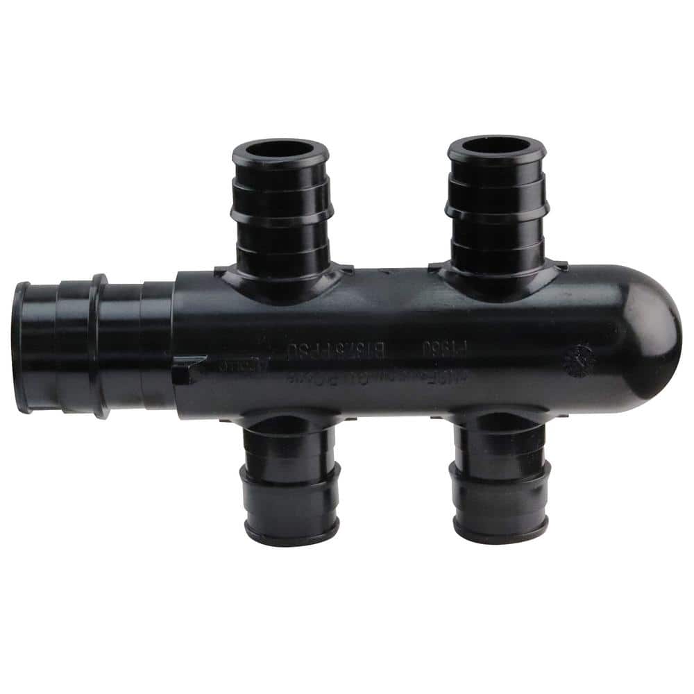 Apollo 3/4 in. x 1/2 in. PEX-A Barb Inlets x PEX-A Poly Alloy 4-Port Branch Multi-Port Tee ...
