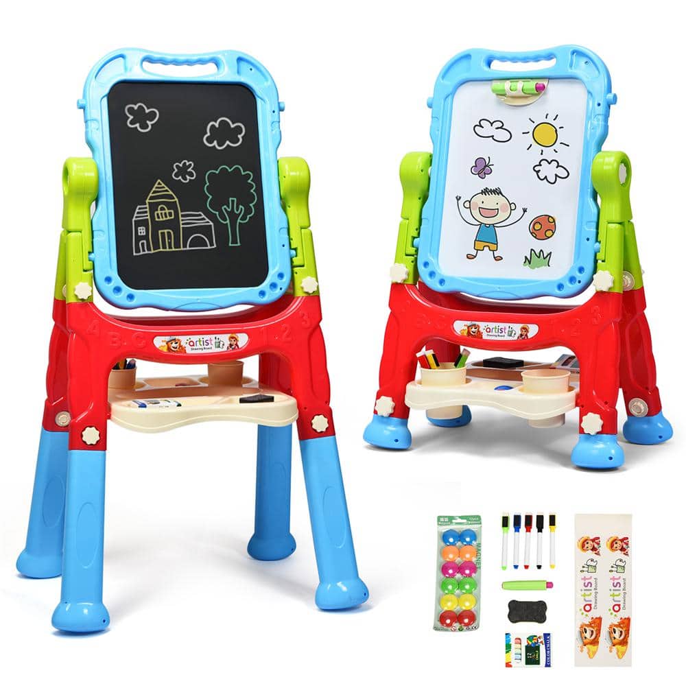 HONEY JOY Kids Art Easel Freestanding Art Drawing Board Portable ...