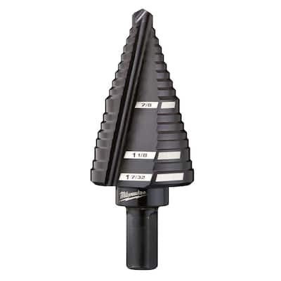 Milwaukee 1/4 in. - 1-3/8 in. #5 Black Oxide Step Drill Bit (10-Steps ...