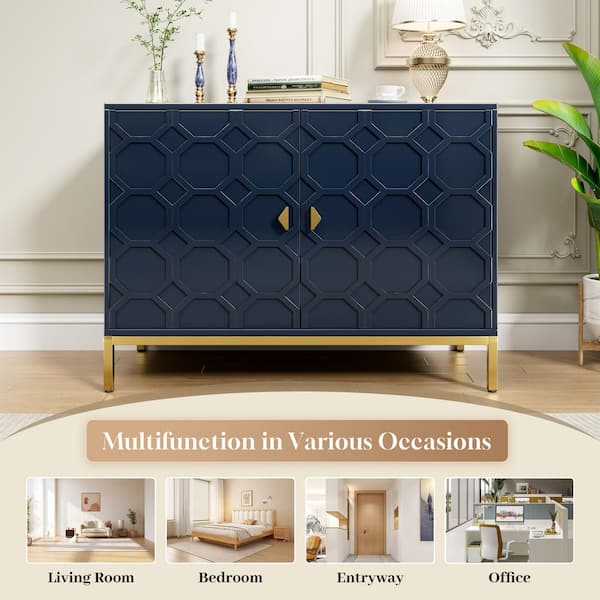 Boyel Living 26.2 in. H Freestanding Storage Cabinet 2 Door Accent Cabinet in Blue BL JH 005 BL