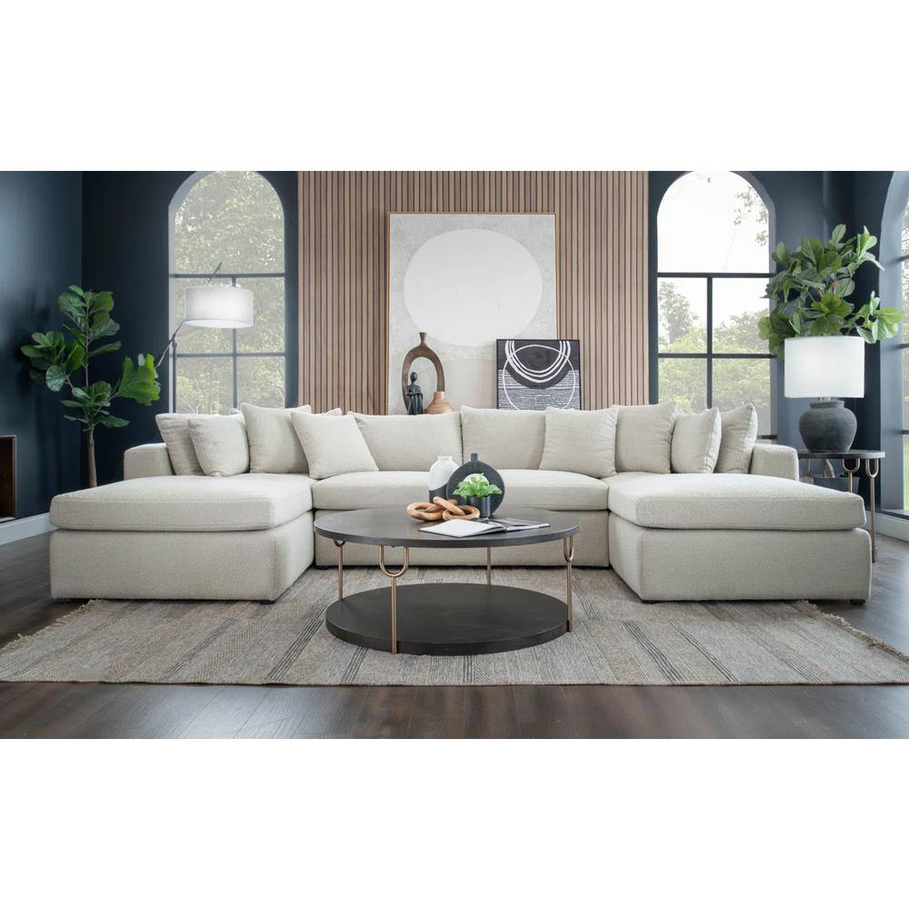 Monland 141 in. Square Arm Polyester U-Shaped Stationary Chaise Deep ...