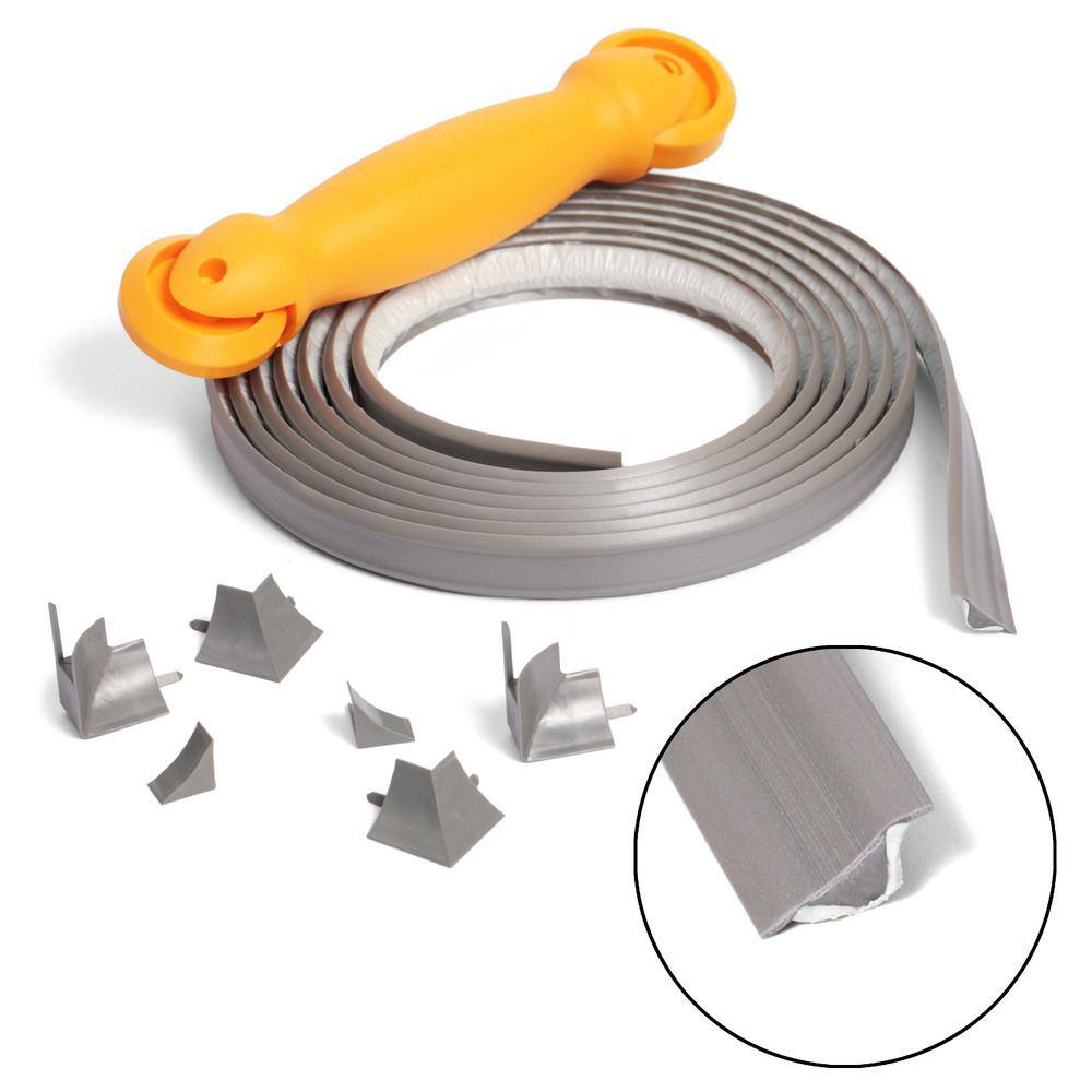 InstaTrim 3/4 in. x 10 ft. Gray PVC Self-Adhesive Flexible Caulk ...