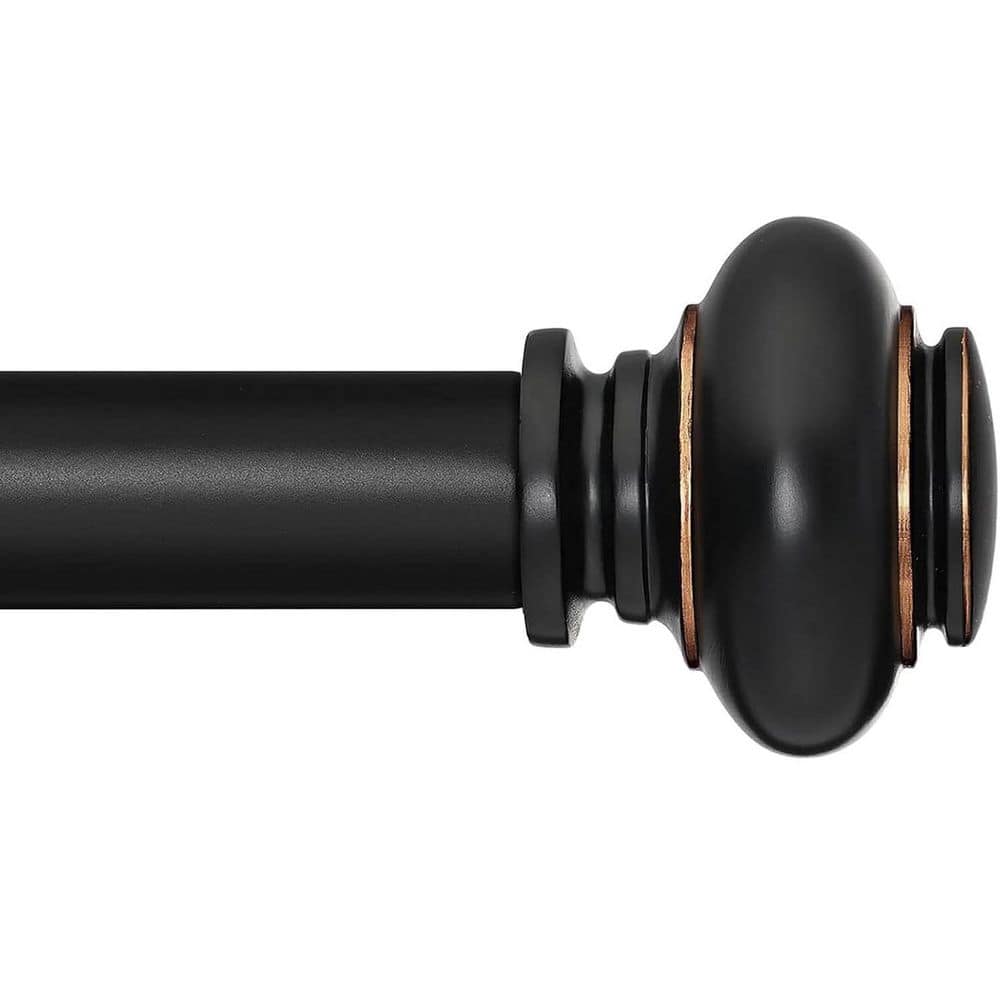 ZESTLIBI 28 in. - 120 in. Adjustable 1 in. Single Curtain Rod in Black ...