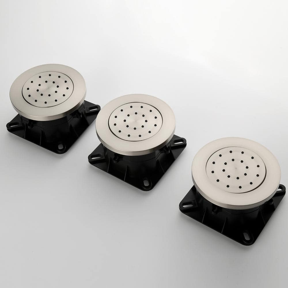 WELLFOR 3-Piece Body Spray/Body Jet in Brushed Nickel in Round WA-0502 ...