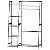 Black Bamboo Garment Clothes Rack with Shelves 39 in. W x 59 in. H ...