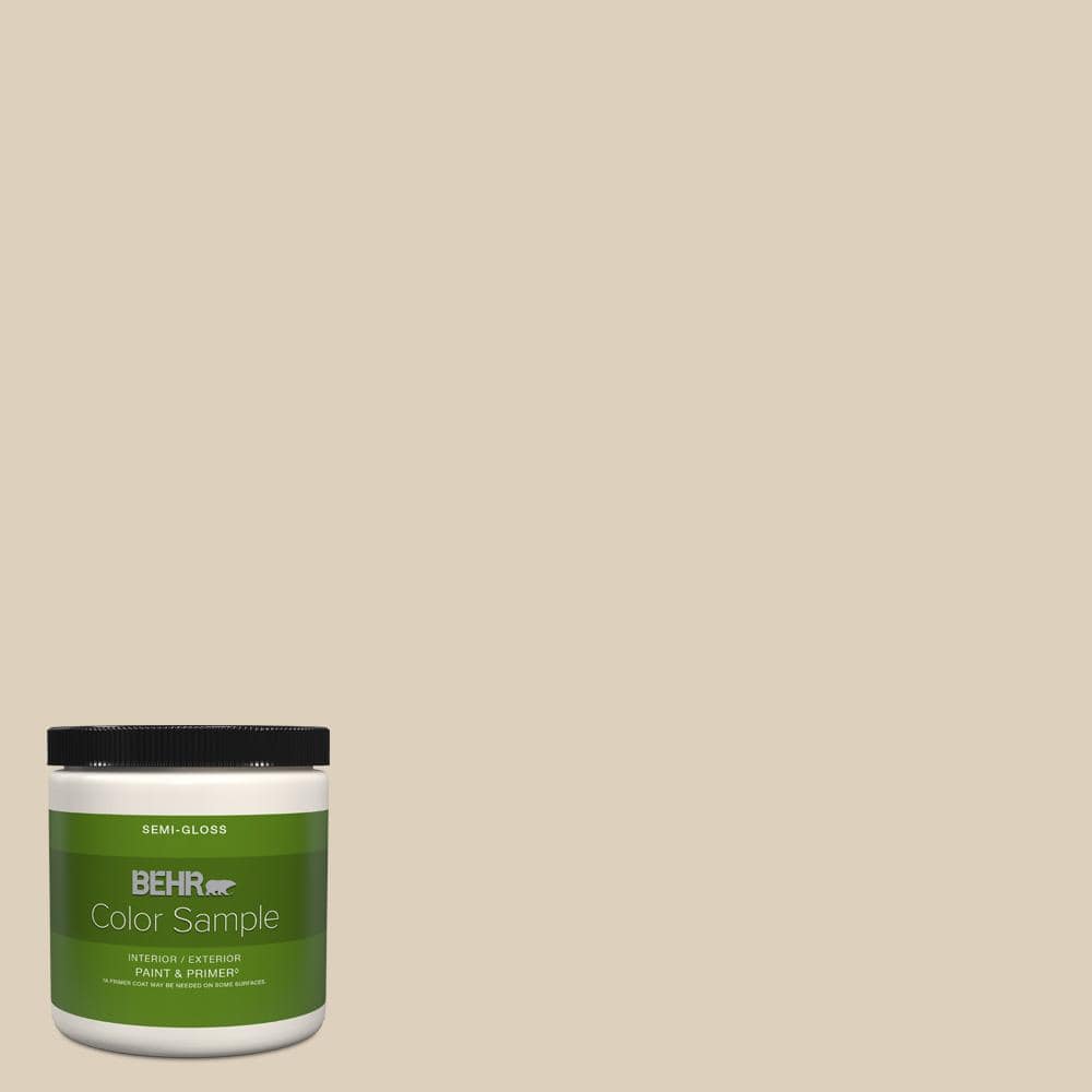 BEHR PREMIUM PLUS 8 oz. #OR-W07 Spanish Sand Semi-Gloss Interior ...