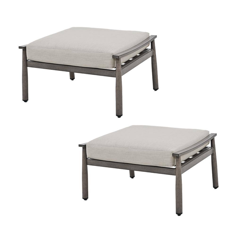 EGEIROSLIFE SleekLine 2-Piece Gray Metal Outdoor Patio Ottoman with ...