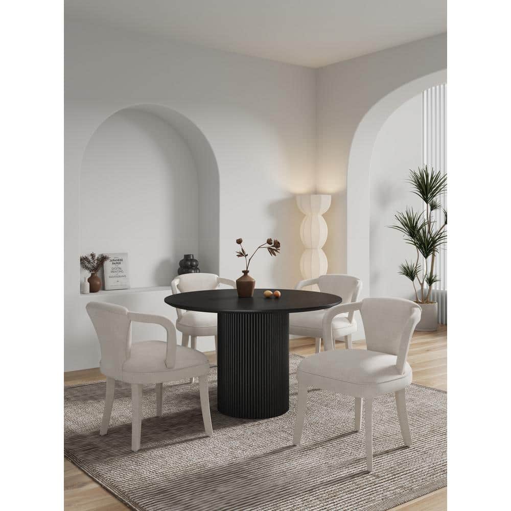Manhattan Comfort Hathaway and Palmer 5-Piece Round Black and Ivory Ash ...