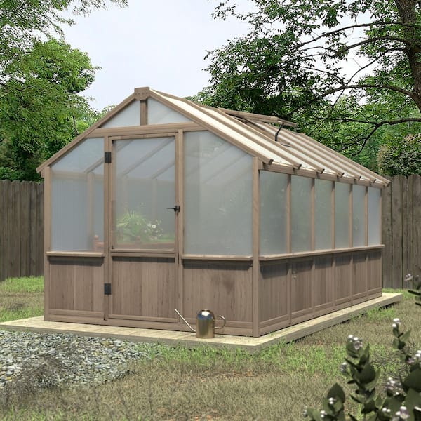 VEIKOUS 8 ft. x 12 ft. Wooden Greenhouse for Outdoors, Polycarbonate ...