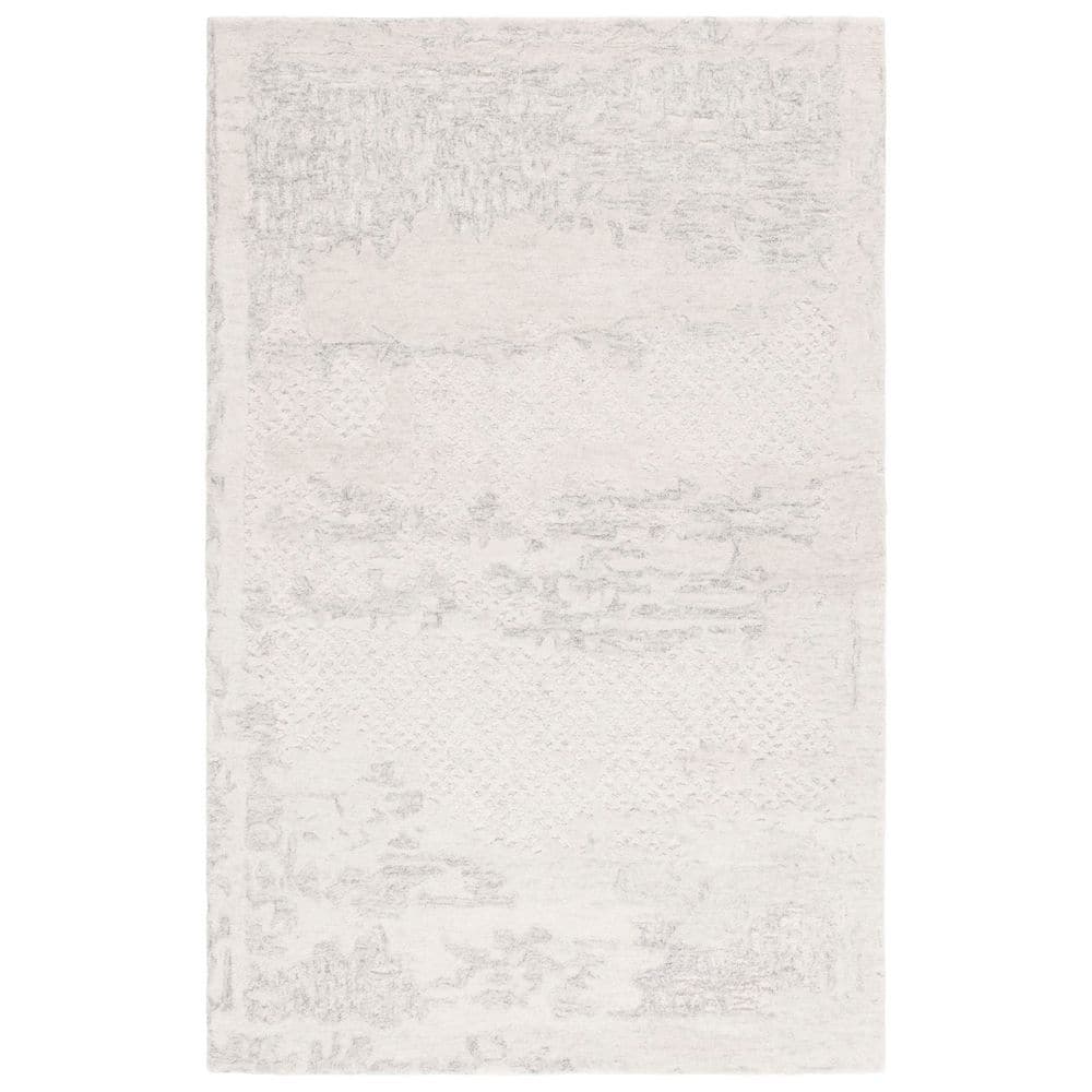 SAFAVIEH Harvest 4 ft. x 6 ft. Silver/Ivory Distressed Solid Color Area ...