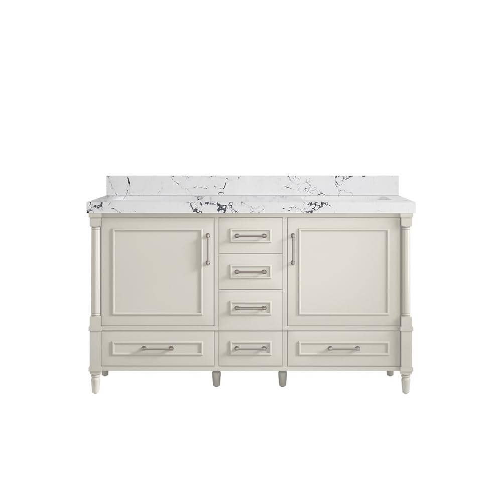 Willow Collections Hudson 60 in. Double Sink Freestanding Alabaster ...