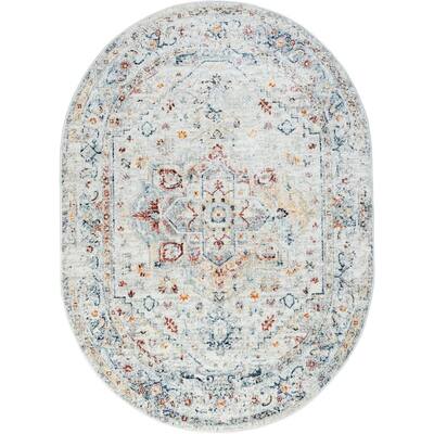 Tayse Rugs Wakefield Oriental Cream 6 ft. Round Indoor Area Rug WFL4117 ...