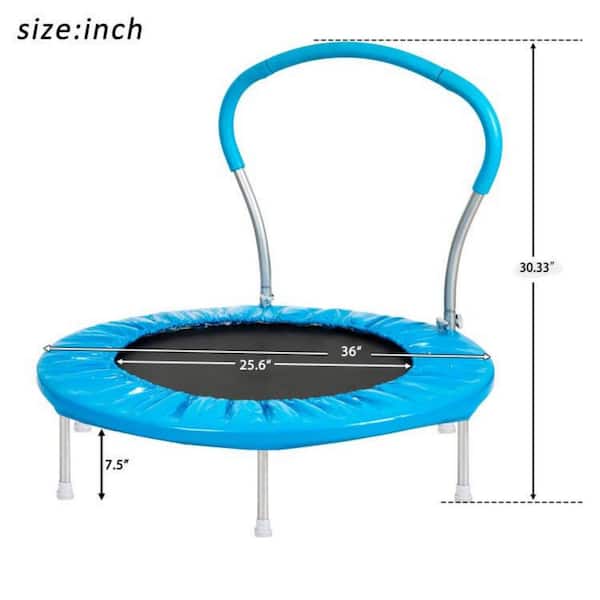 Miscool Anky 36 in. Blue Metal Mini Trampolines with Handle for Kids ...