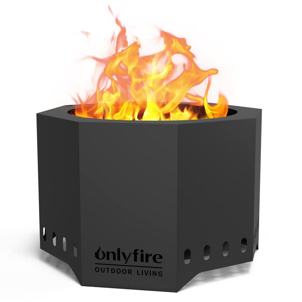 onlyfire 26 in. Portable Steel Smokeless Round Wood-Burning Fire Pit ...