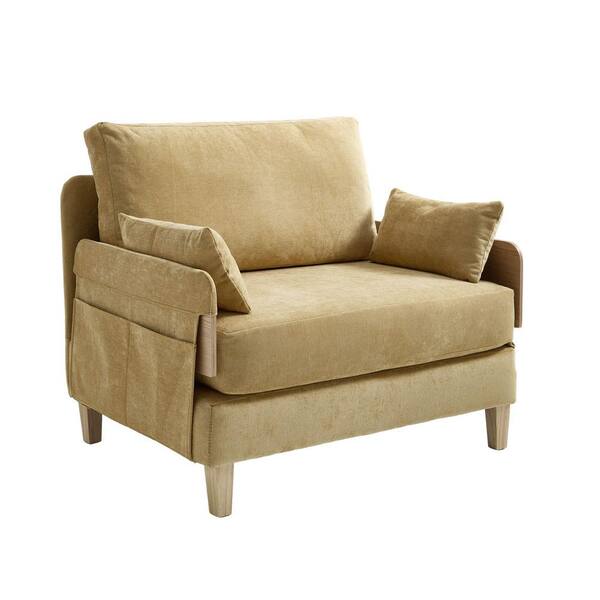 anpport Modern Mustard Yellow Chenille Convertible Accent Arm Chair ...