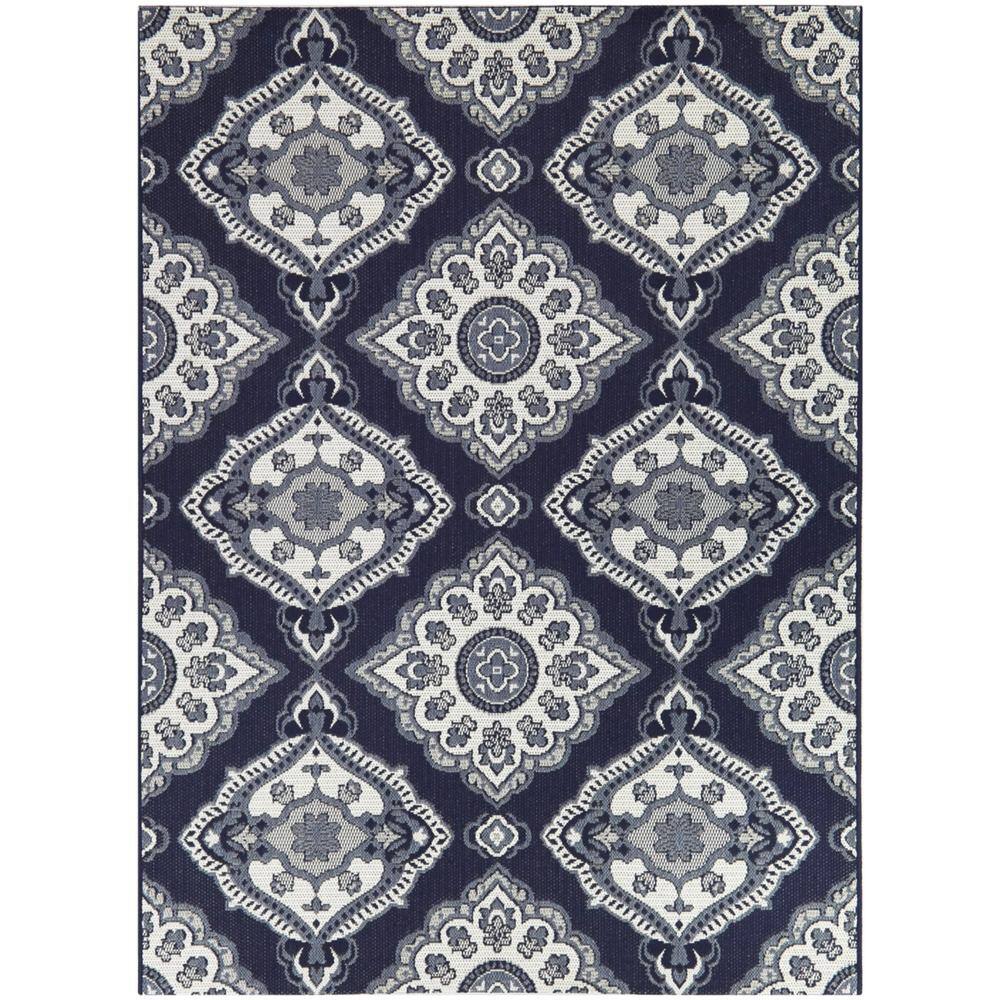 Hampton Bay Oak Hill Navy Doormat 2 ft. x 3 ft. Meadllion Indoor ...