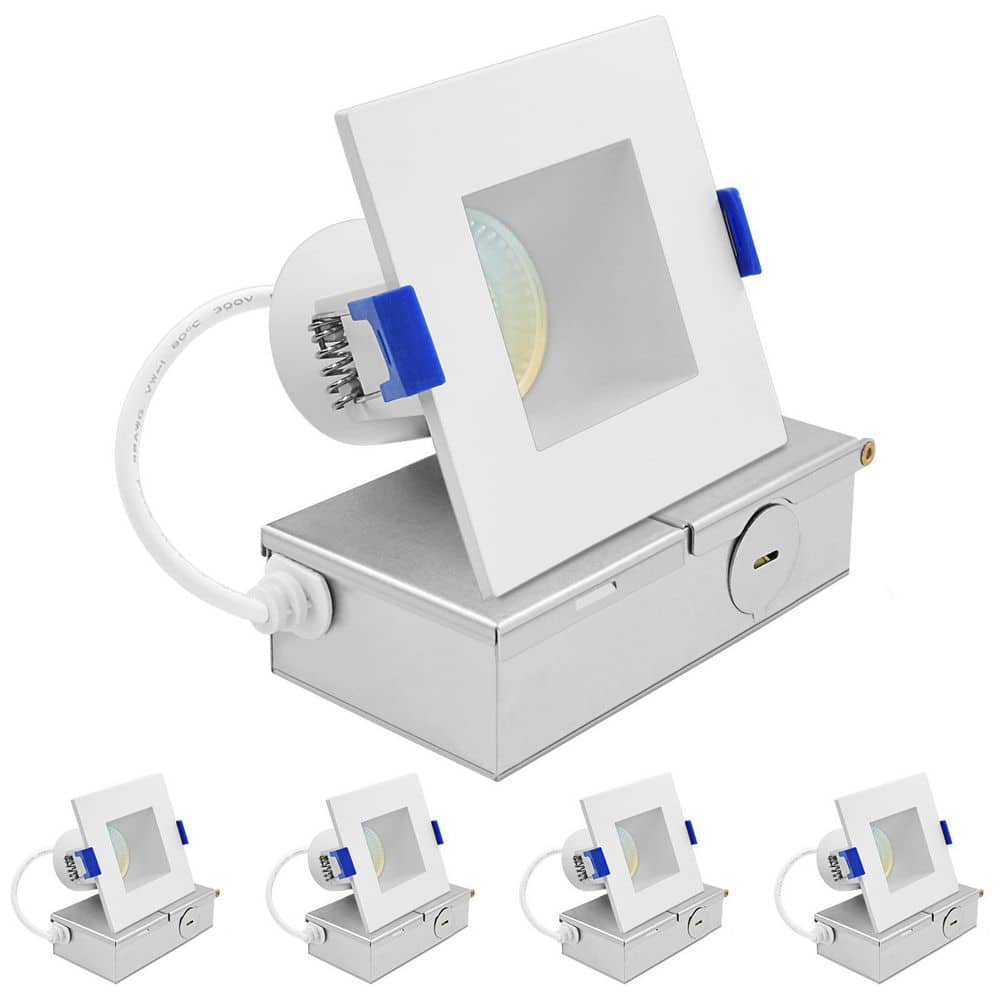 LUXRITE 3 in. Square Integrated LED Recessed Light J-Box 8W 5CCT ...