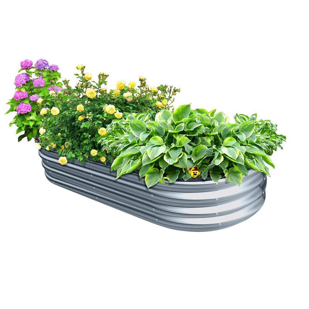 Primehome Raised Planter Box Galvanized Steel Garden Bed - 5 x 3 x 1 ft ...