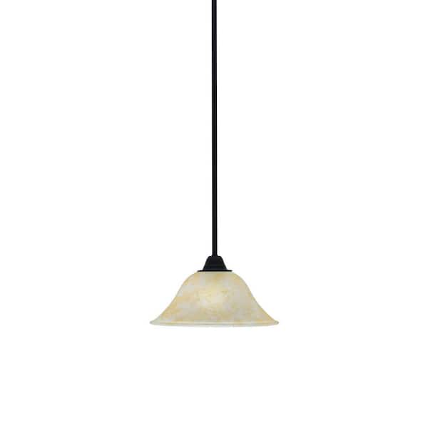 Madison 100-Watt 1-Light Matte Black Shaded Pendant Light with 10 in ...