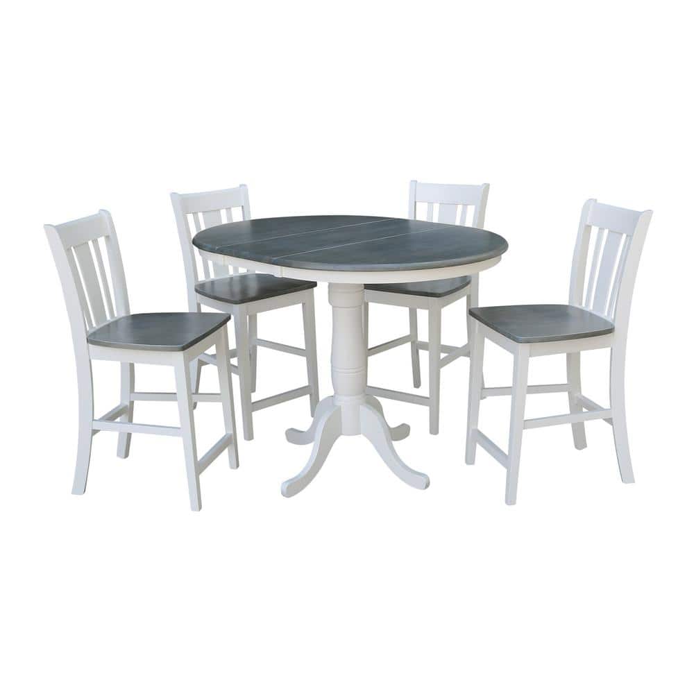 International Concepts Laurel 5-Piece 36 in. White/Heather Gray ...