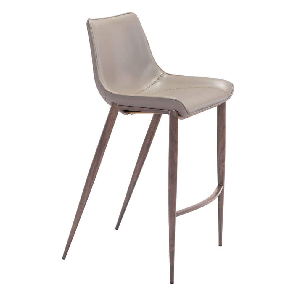 ZUO Magnus Bar Chair (Set of 2) Gray & Walnut 101277 - The Home Depot