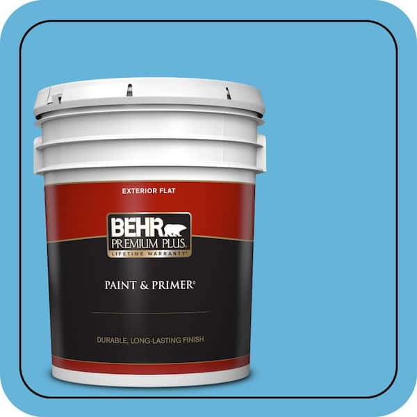 BEHR PREMIUM PLUS 5 gal. #540B-5 Riviera Blue Flat Exterior Paint ...