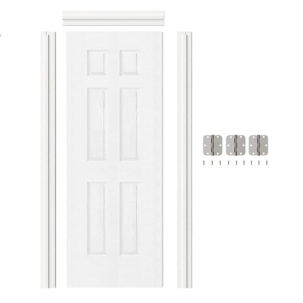 TENONER 32 in. x 80 in. 6 Panel, Hollow Core,White Primed, Composite ...