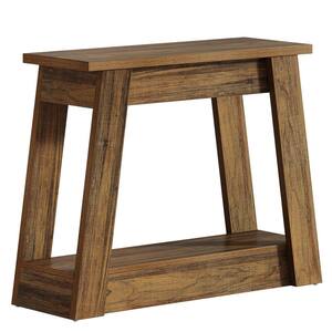HOMCOM 31.5 in. Brown C-Shaped Wooden End Table with 3-Tier Storage ...