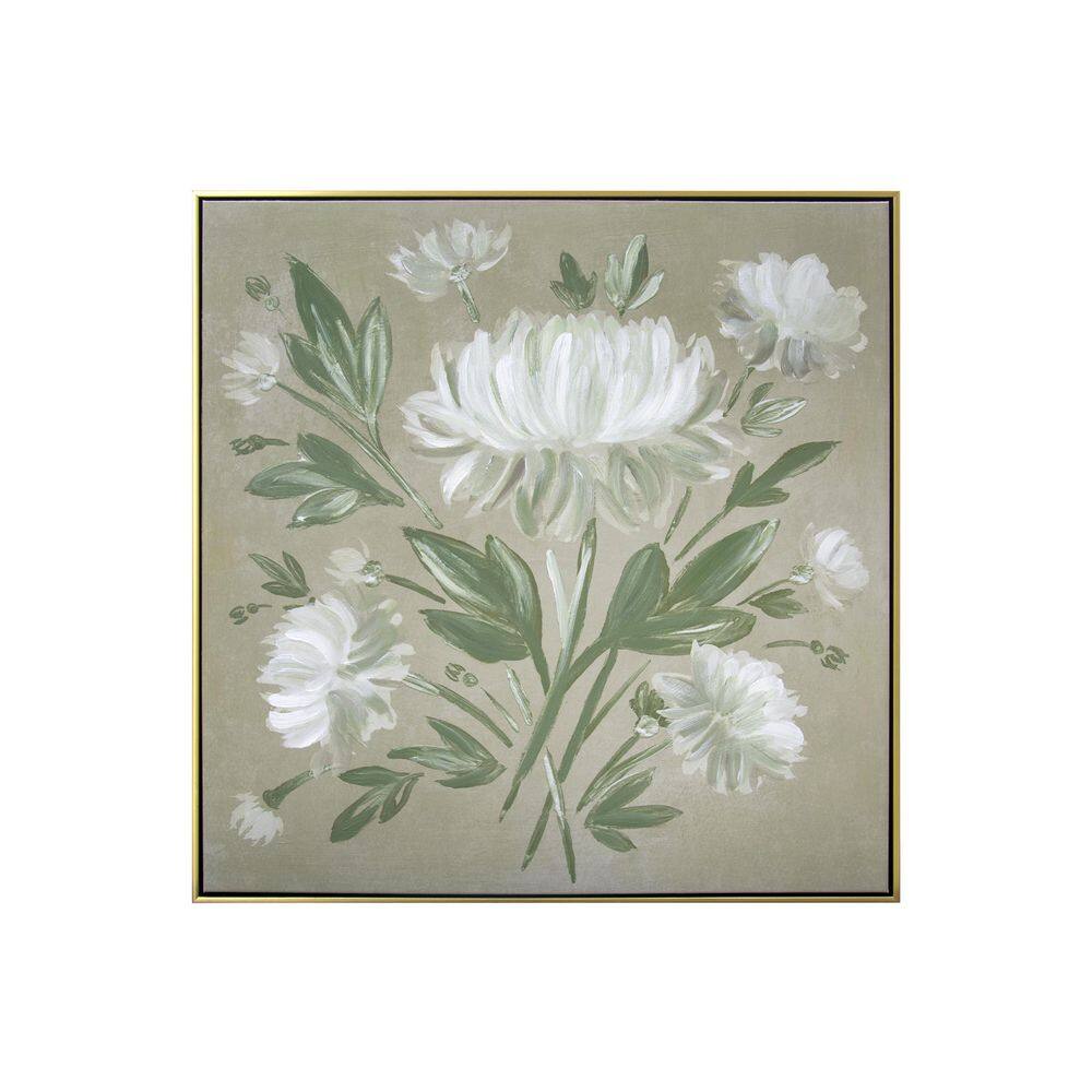 White Flower Bouquet Hand Painted Floater Frame Wall Art Print 30 in. x ...