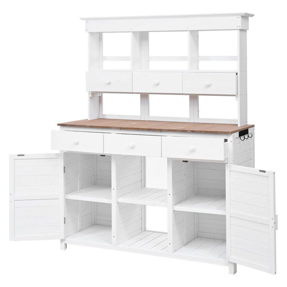 Sudzendf 65.7 in. Tall Garden Potting Bench Table, Patio Storage ...