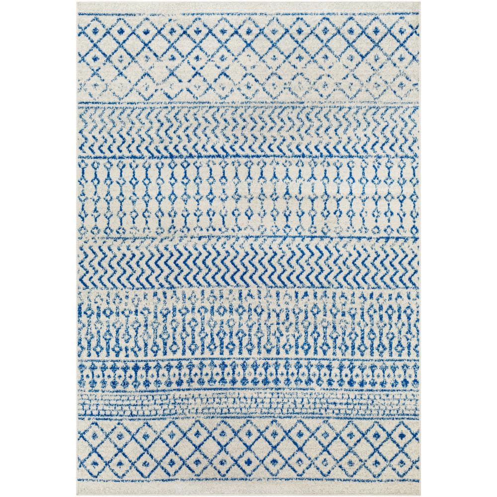 Livabliss Alois Cream/Royal Blue Geometric 8 ft. x 11 ft. Indoor Area ...
